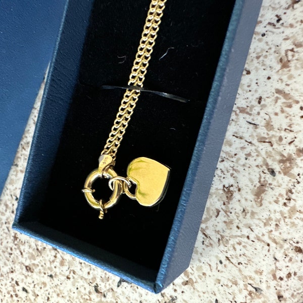 14k Gold Vienna Chain Charm Bracelet | Sailor Clasp With Heart, Key ...