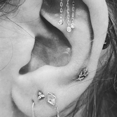 14k Solid Gold Flower Rook Earring Gold Rook Piercing Eyebrow Ring ...