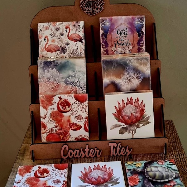 3 Tiered Retail Counter Gift Card Display Stand for Laser Cut Files - 3mm - 1/8 in Versions ...