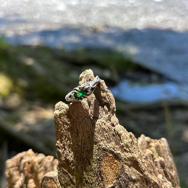 Ethereal Fantasy Wedding Rings Set for Women, Elven Bridal Set ...