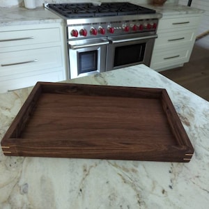 Large Walnut Serving Tray With Handles and Maple Accents - Etsy