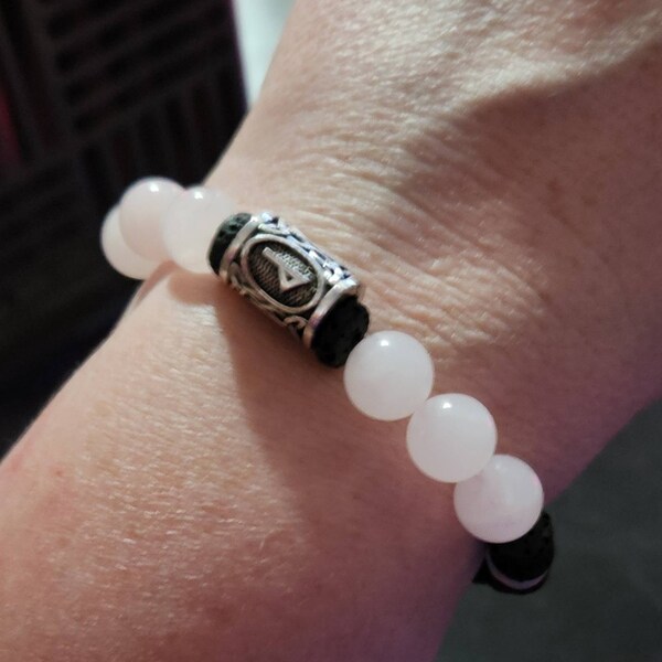 Seer's Vision Norse Rune Bracelet, Personalized, Tiger's Eye, Lava Stone, Unisex, Runic Bracelet ...