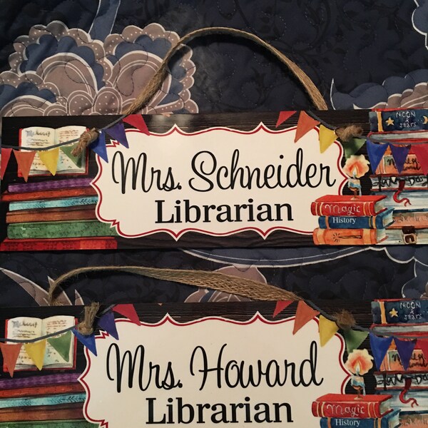 Library or Reading Nook Door Sign | Personalized Librarian Office Sign ...