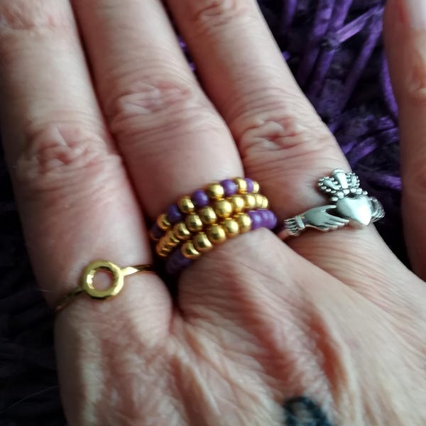 Stretch Beaded Ring, Elastic Stack Beaded Ring, Miyuki Beaded Glass ...