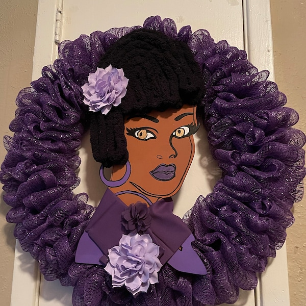 Diva Shaved Side Wreath Rail, Afro Wreath Rail, Wood Blank, Door Hanger ...