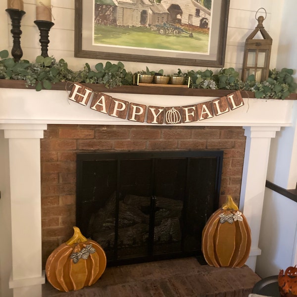 Happy Fall Banner, Rustic Happy Fall Sign, Fall Home Decor Ideas , Fall ...
