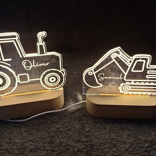 Personalised Tractor Night Light,nursery Decor,kids Gift,night Light ...