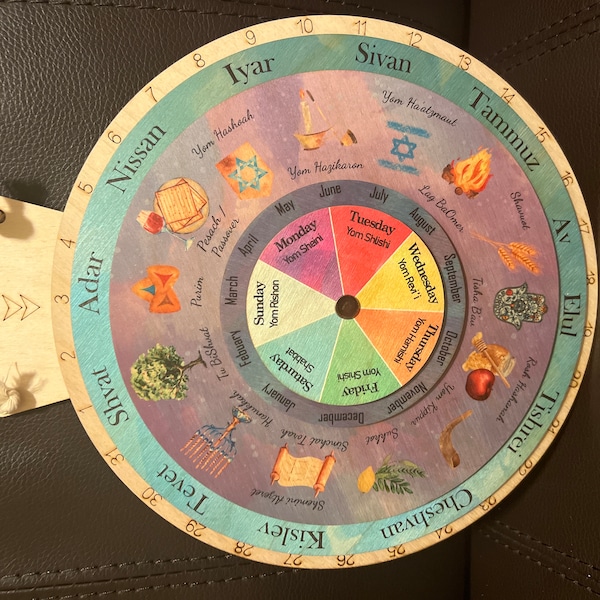Wooden Jewish Calendar, Hebrew Calendar, Jewish Holidays Calendar ...