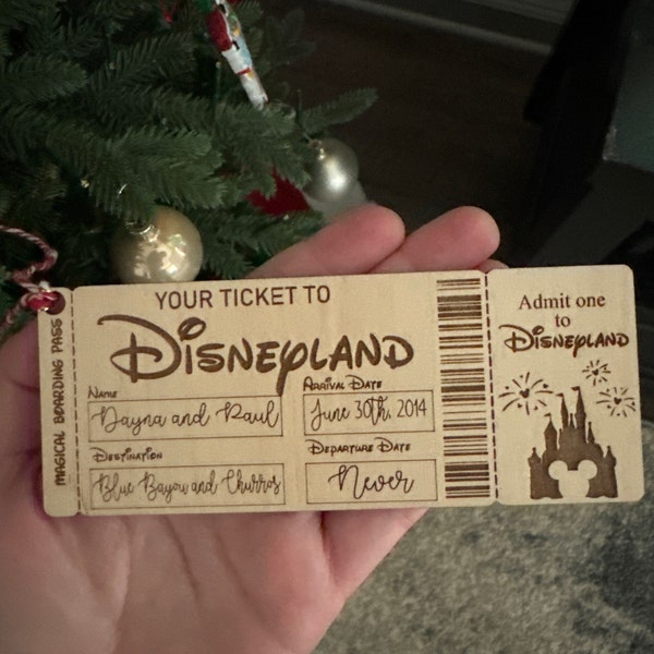 Personalized Disney Ticket Laser Cut Christmas Ornament | Custom ...
