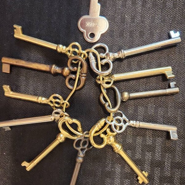 Sample Set of 12 Skeleton Keys (DOZEN) Polished Antique Lock Mortise ...