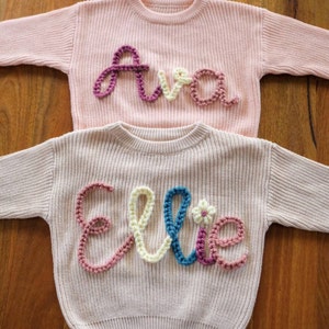 Custom Name Sweater, Personalised, Hand-embroidered Jumper, Baby Shower ...