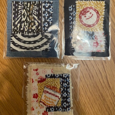 Buro Sashiko Patches Japanese Fabric Collage Patches Mending Stitches ...