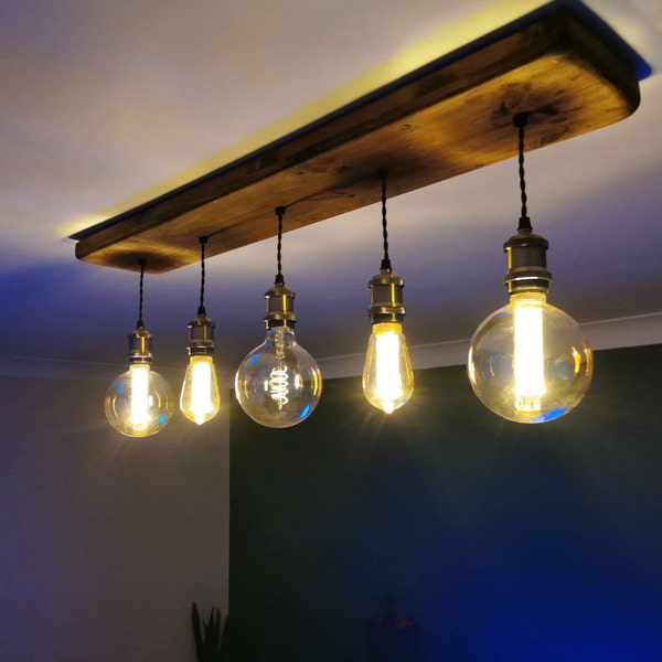 Rustic 3/5 Pendant Wooden Plank Light - Etsy UK