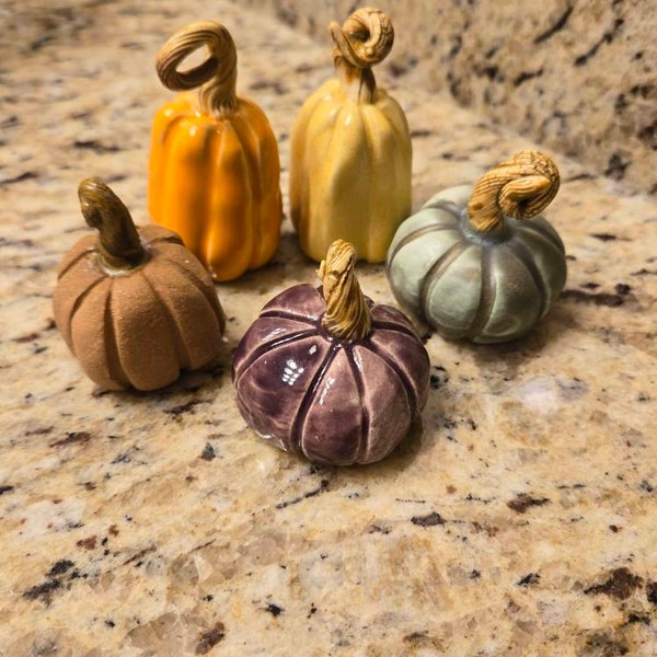 Hand Made Ceramic Stoneware Mini Miniature Pumpkin Pumpkins Fall Decor ...