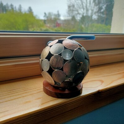 Mini Mixed World Coin Ball, 8.5 Cm Coin Sphere, Metal Sculpture ...