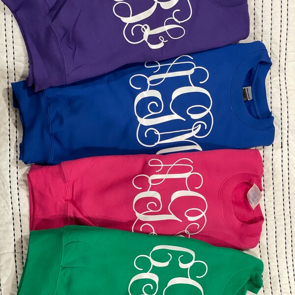 Monogrammed Kids Crew Neck Sweatshirt, Personalized Monogram Youth ...