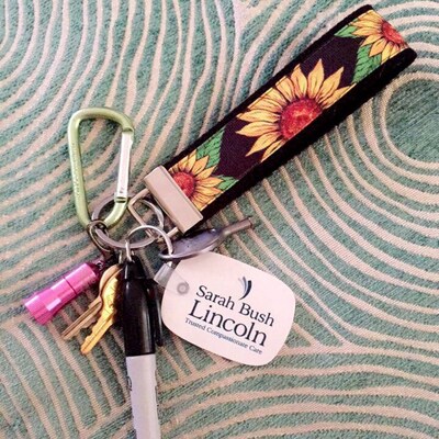 Sunflower Wristlet Key Chain Key Fob Key Holder Key Strap Key Ring ...