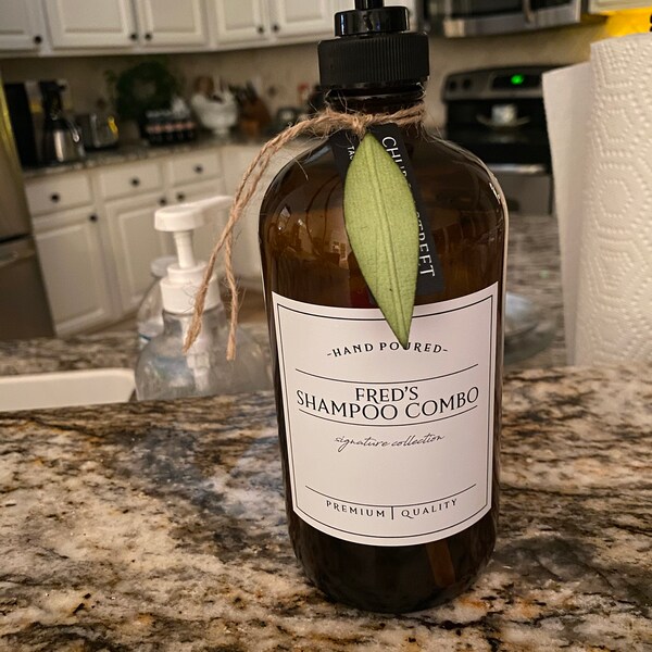 Set of 2 - 16oz AMBER Glass Bottles, Dish Soap + Hand Soap, APOTHECARY ...