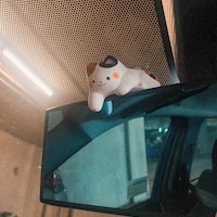 Cartoon Cat Car Review Mirror Decor, Cute Cat Figurine, Kawaii Car ...