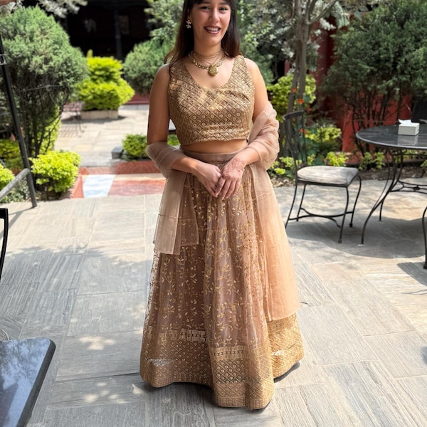Designer Coffee Net Party Wear Lehenga Choli Sangeet Lengha Choli ...