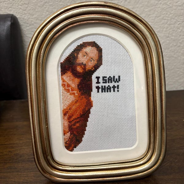 Peeking Jesus I Saw That Cross Stitch Pattern | Funny Christ Xstitch ...