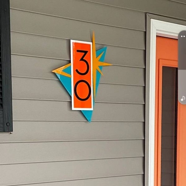 Mid Century Modern "dynamo" Address Sign | Modern House Numbers | Wall ...
