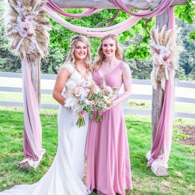 Dusty Pink Boho Pampas Grass Wedding Arch Arrangement, Pampas Wall ...
