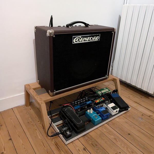 Bright Braids Pedalboard & Deluxe Amp Stand Set, Custom Made Solid Wood ...