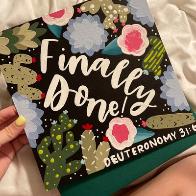 Painted Graduation Cap Custom Graduation Cap Topper Cactus Graduation ...