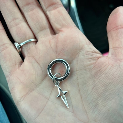 Hoop Belly Ring Knife Dagger Goth Silver Tiny Clicker Sword Punk Navel ...