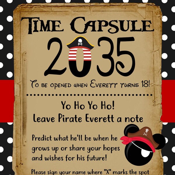 Custom Time Capsule Print and Cards, Pick Your Theme, 1st Birthday Time ...