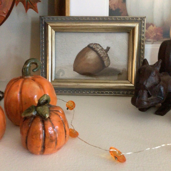 ACORN Art Print - Unframed Oil Painting Print - Fall Painting - Acorn ...