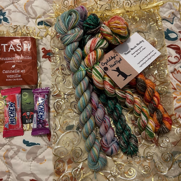 Hand Dyed Yarn 10 Gram Mini Skeins Mystery Mini 10 Pack Set 46 Yard ...