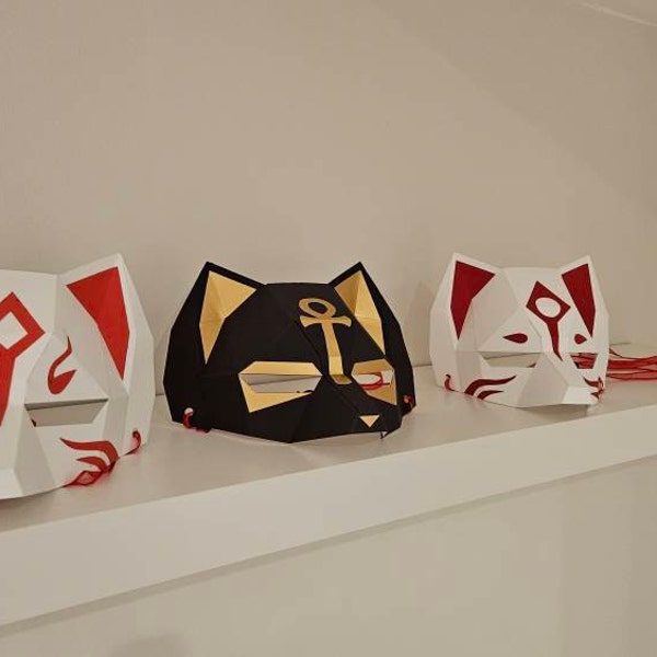 Kitsune Mask | Demon Fox Mask | Full Face Mask - DIY Papercraft (PDF ...