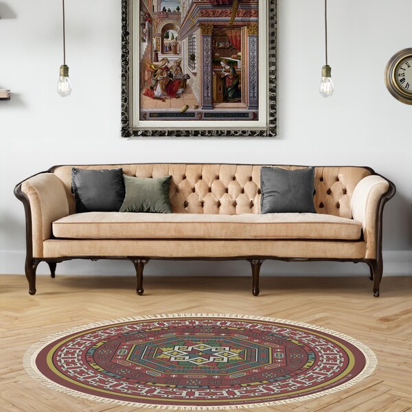 Round Rug Mockup, Canva Drag & Drop Transparent PNG Customizable AOP ...