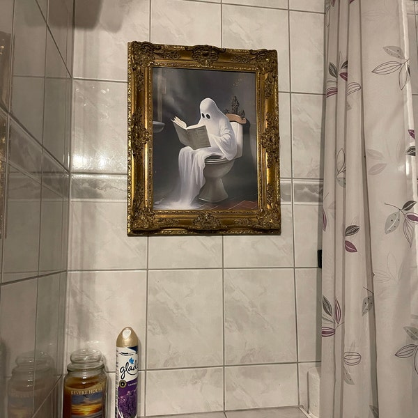 Ghost on Toilet, Ghost in Bathroom Print, Dark Academia, Vintage Poster ...