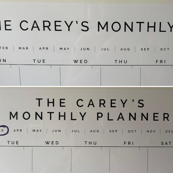 Weekly MEAL Magnetic Fridge Acrylic Planner A3 - WHITE UV Print - Clear Acrylic Whiteboard Meal ...