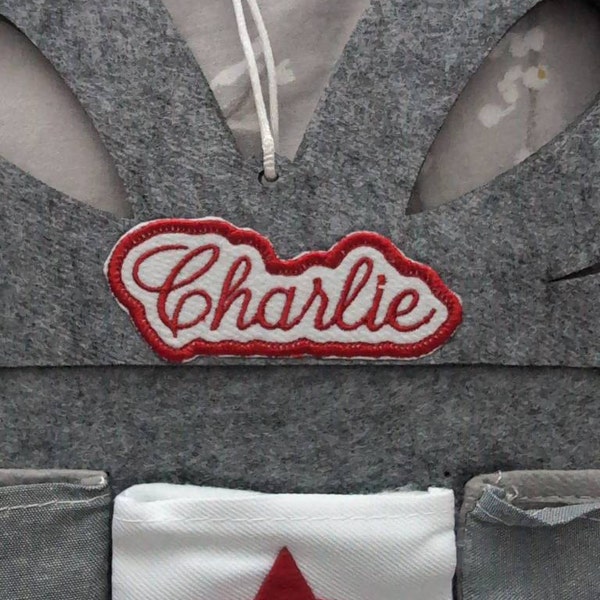 Embroidered Personalised Name Badge 100mm Wide Patch Iron on or Sew ...