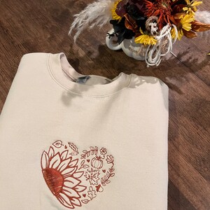 Fall Leaves Heart Embroidery Design, Sunflower Embroidery Design ...