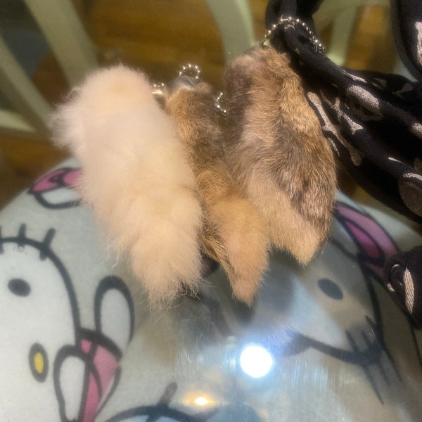 GENUINE Real Lucky Rabbit’s Foot Keychain Set of 3 - Etsy