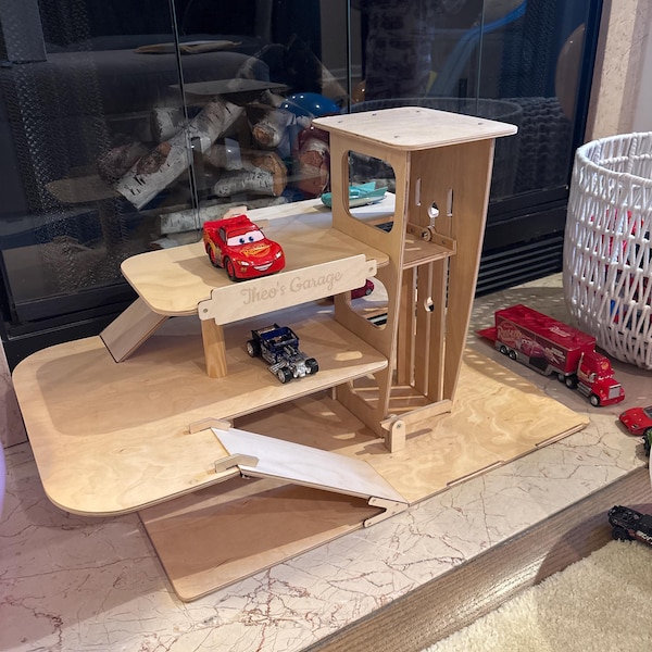 Toy Car Parking Garage, Personalized Toys for Boys, Montessori Toy Car ...