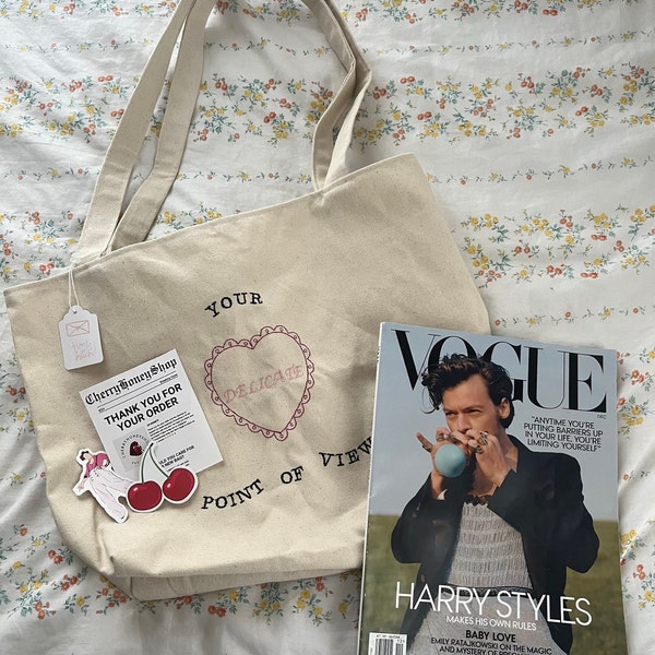 Cherry Bow Embroidered Tote Bag - Etsy