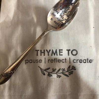 LOVE YOU TO the Moon and Back Coffee Spoon Stamped Silver Spoon Stir ...