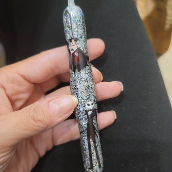 Purple Blue Floral Skull Pen / Skull Pen / Goth Pen / Skull and Flowers ...
