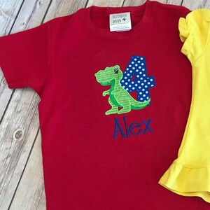 T-rex Number 4 Applique My 4th Birthday Dinosaur Applique Babies ...