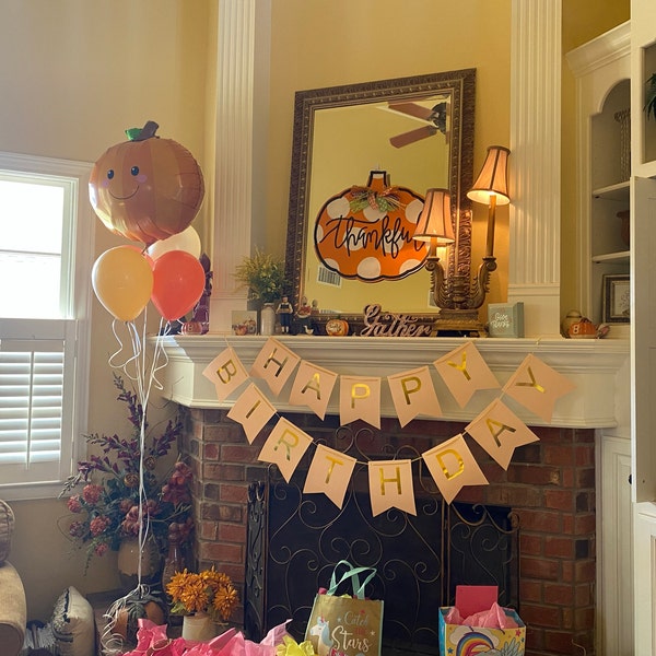 Peach/coral Happy Birthday Banner, Birthday Decoration Banner, Birthday ...