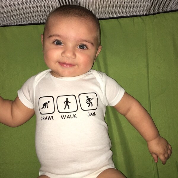 Crawl Walk Jam Guitar ONESIES ® Brand Bodysuits Baby Bodysuit or Baby T ...