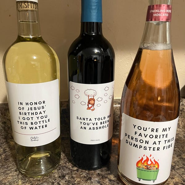 Funny Christmas Wine Label Alcohol Gift Perfect for White Elephant ...