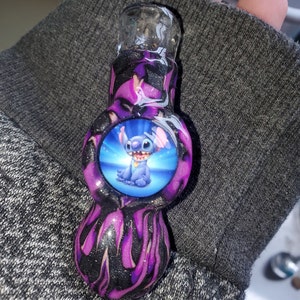 Custom Amazing Stitch, Glass Smoking Pipe, Girly Pipes, Unique, Glass ...