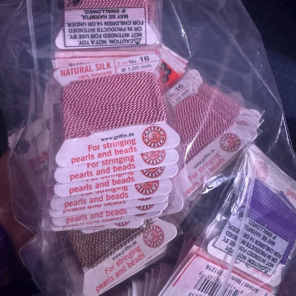 TEN 10 Packets Griffin Silk Cord (66 Feet). Beading String With Needles ...
